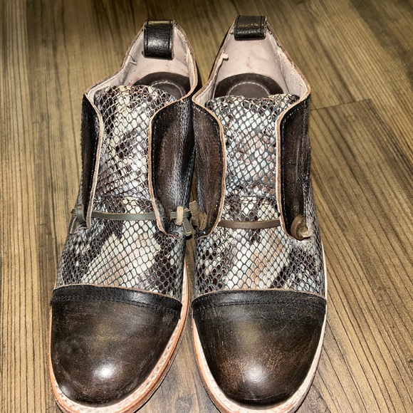 freebird | Shoes | Freebird Snakeskin And Leather Ankle Boot Mabel ...